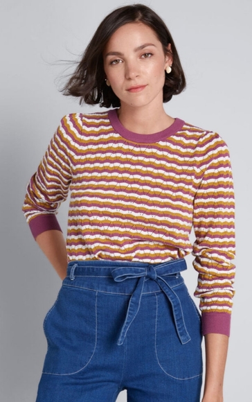 Modcloth | Sweaters | Modcloth Partial To Pointelle Pullover Sweater ...